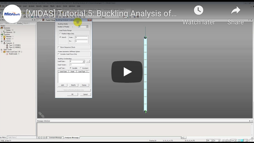 Midas Gen: Buckling Analysis